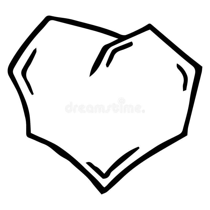 Heart. Cartoon Heart. Angular Heart. Vector Illustration. Simple Hand ...