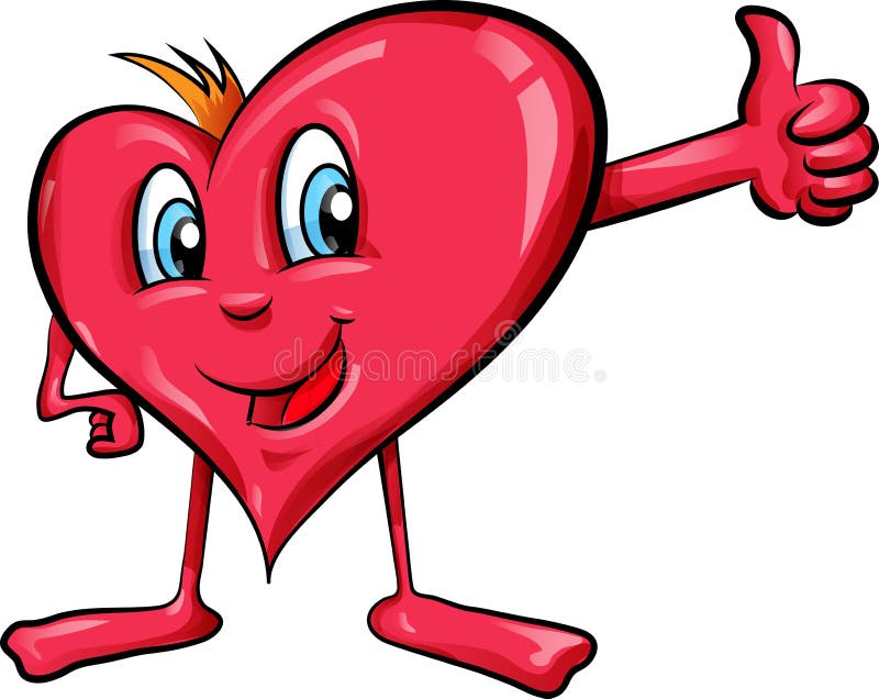 Heart Cartoon with Thumbs Up Stock Vector - Illustration of drawn ...