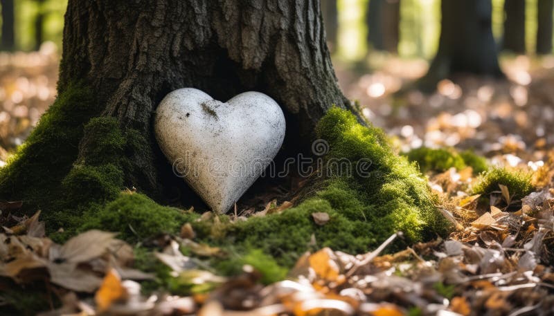 A Heart Carved into a Tree Trunk Stock Illustration - Illustration of ...