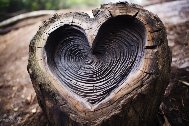 Heart Carved on a Tree Trunk Stock Illustration - Illustration of ...
