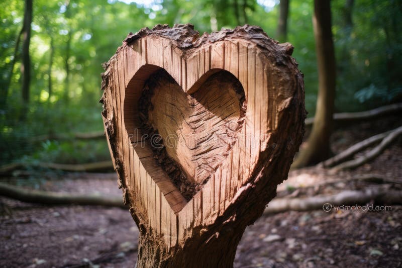 Heart Carved on a Tree Trunk Stock Illustration - Illustration of life ...