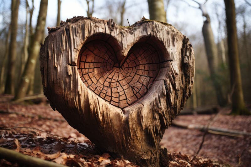 Heart Carved on a Tree Trunk Stock Illustration - Illustration of ...