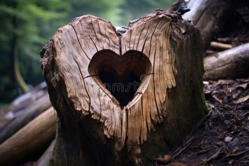 Heart Carved on a Tree Trunk Stock Illustration - Illustration of adult ...