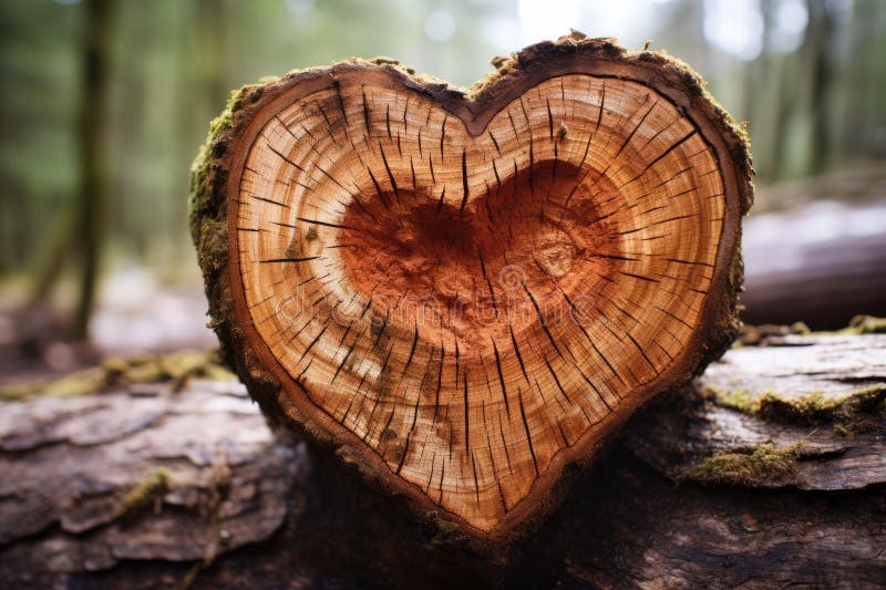 Heart Carved on a Tree Trunk Stock Illustration - Illustration of tree ...