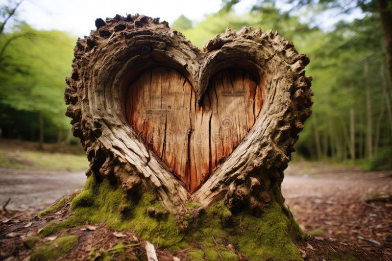 Heart Carved on a Tree Trunk Stock Illustration - Illustration of ...