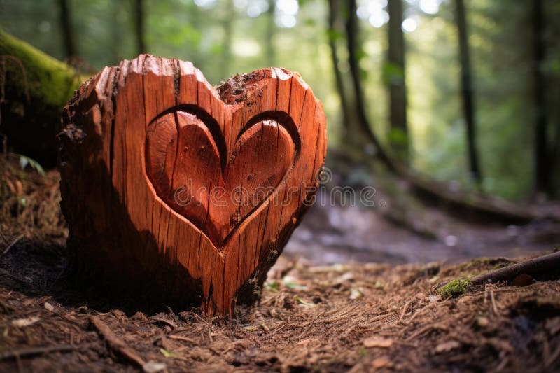 Heart Carved on a Tree Trunk Stock Illustration - Illustration of ...