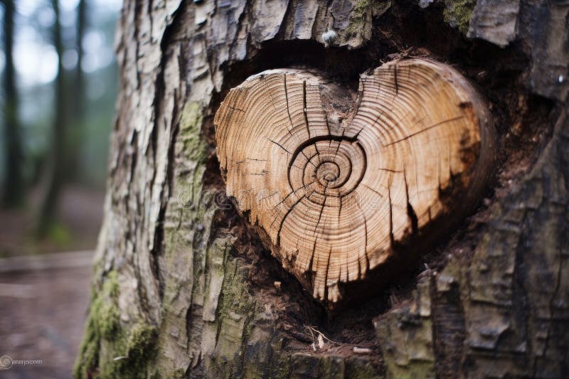 Heart Carved on a Tree Trunk Stock Illustration - Illustration of ...