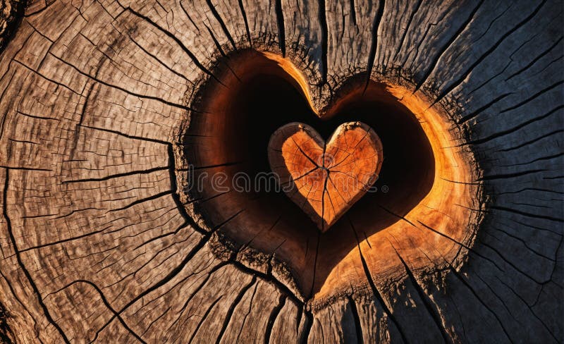 Heart Carved into Tree Trunk Stock Illustration - Illustration of wood ...