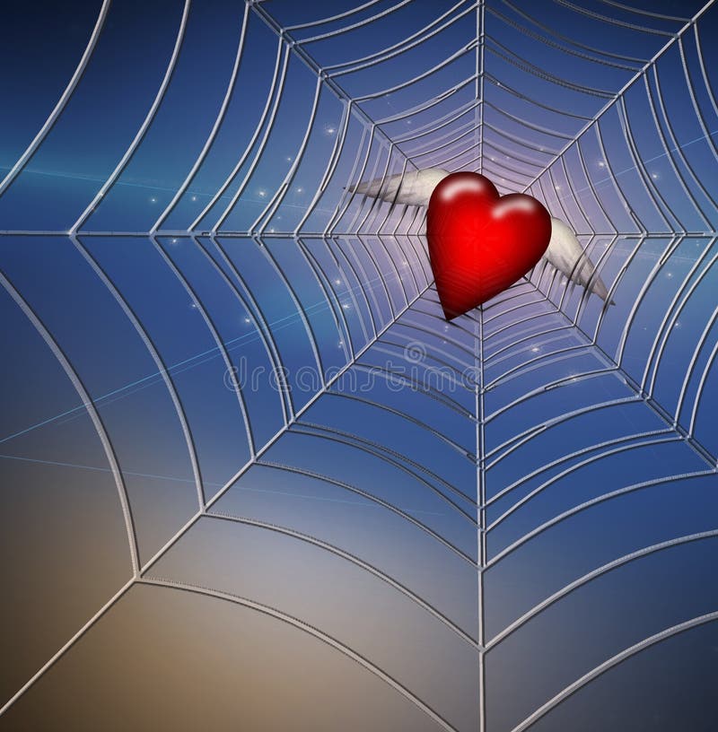 Heart Caught in Web stock illustration. Illustration of dimensional ...