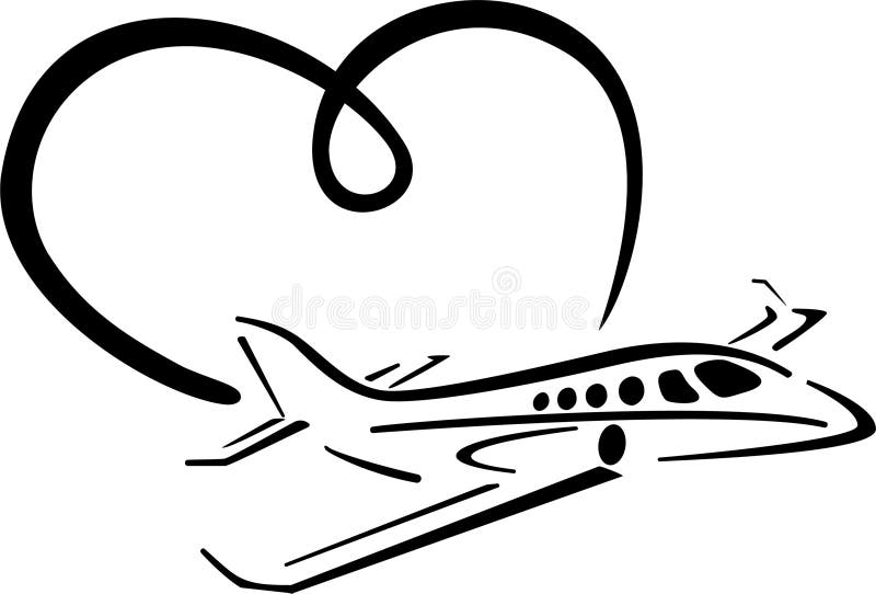 Stylized Vector Image of the Flying Plane in the Form of a Heart Stock ...