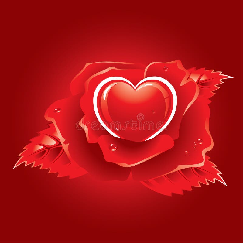Heart in the Center of Red Roses. Stock Illustration - Illustration of ...