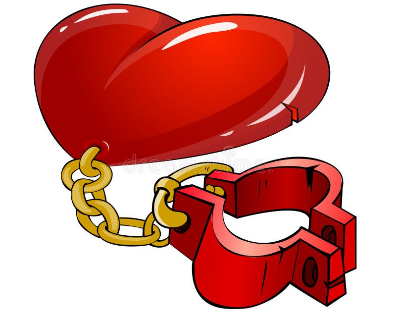 Love heart symbol on chain stock illustration. Illustration of pink ...