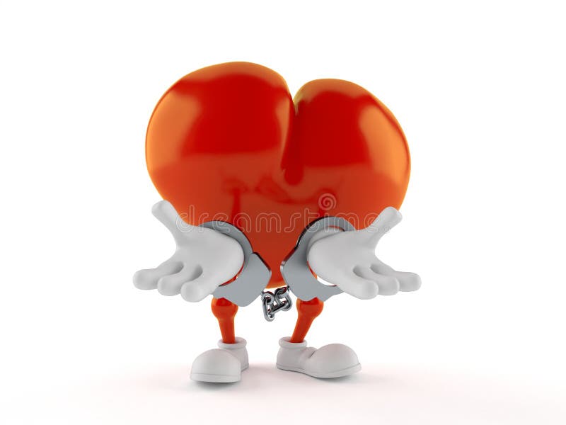Heart Character in Handcuffs Stock Illustration - Illustration of ...