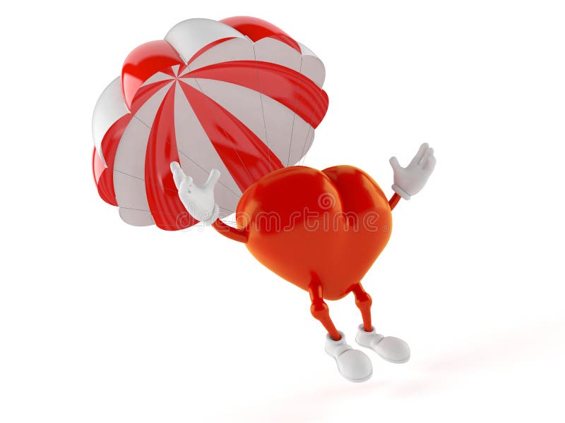Heart Character with Parachute Stock Illustration - Illustration of ...