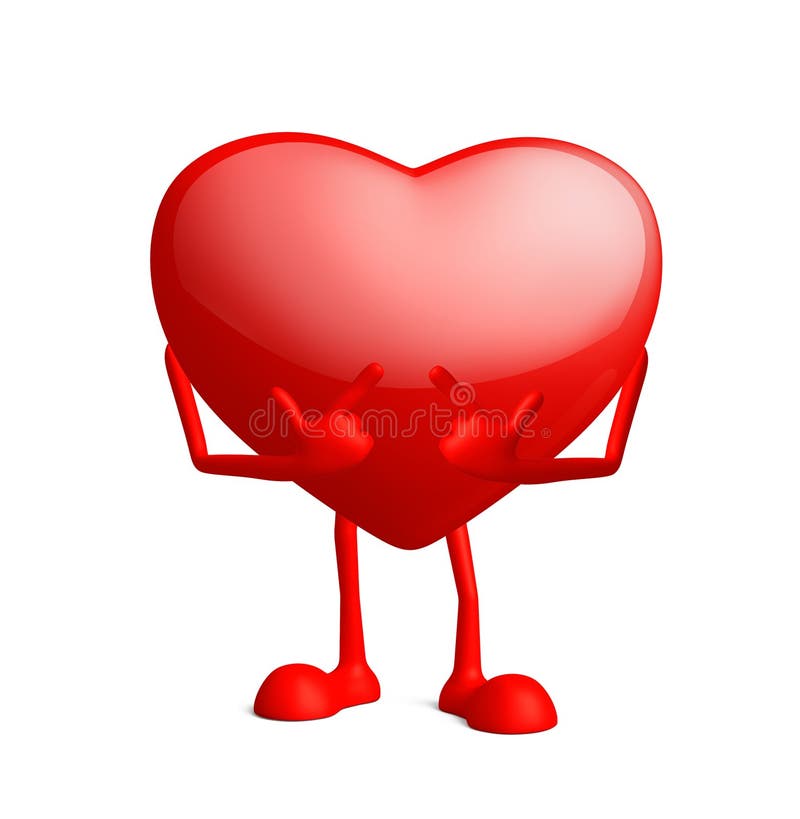 Heart Character with Pointing Pose Stock Illustration - Illustration of ...