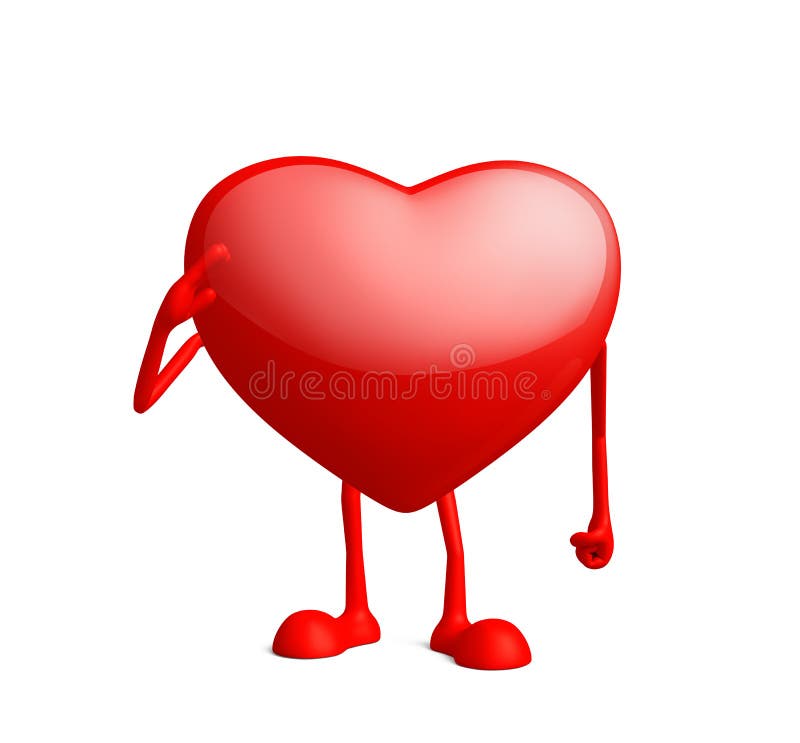 Heart Character with Salute Pose Stock Illustration - Illustration of ...