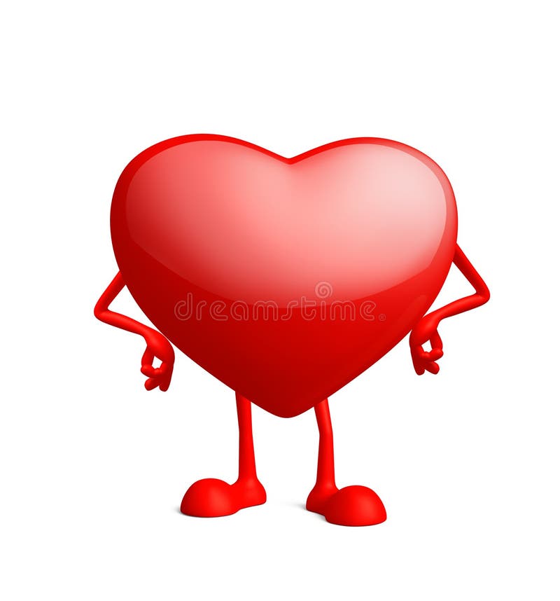Heart Character with Standing Pose Stock Illustration - Illustration of ...