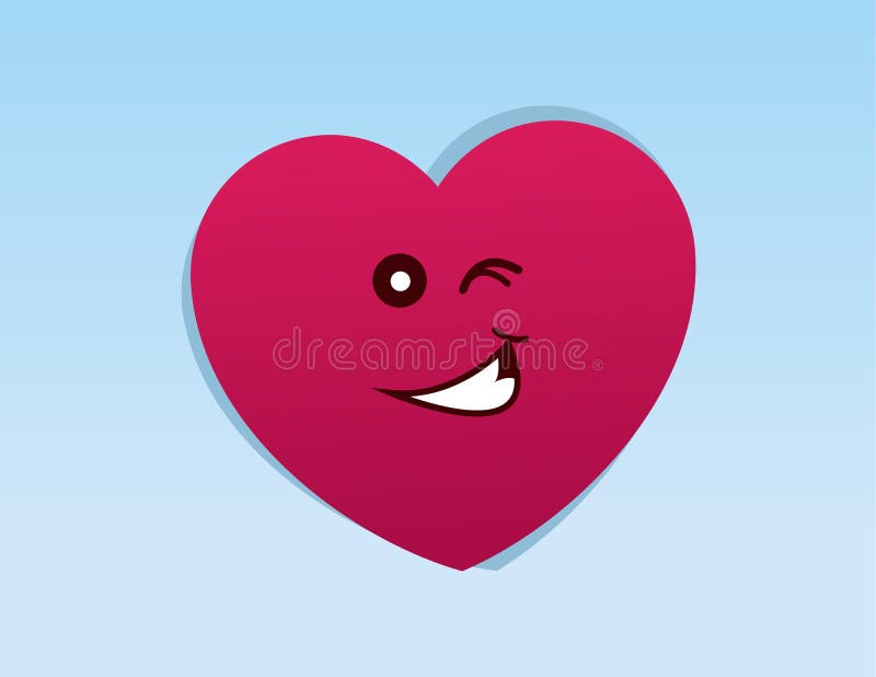 Smiling winking heart stock illustration. Illustration of greeting ...