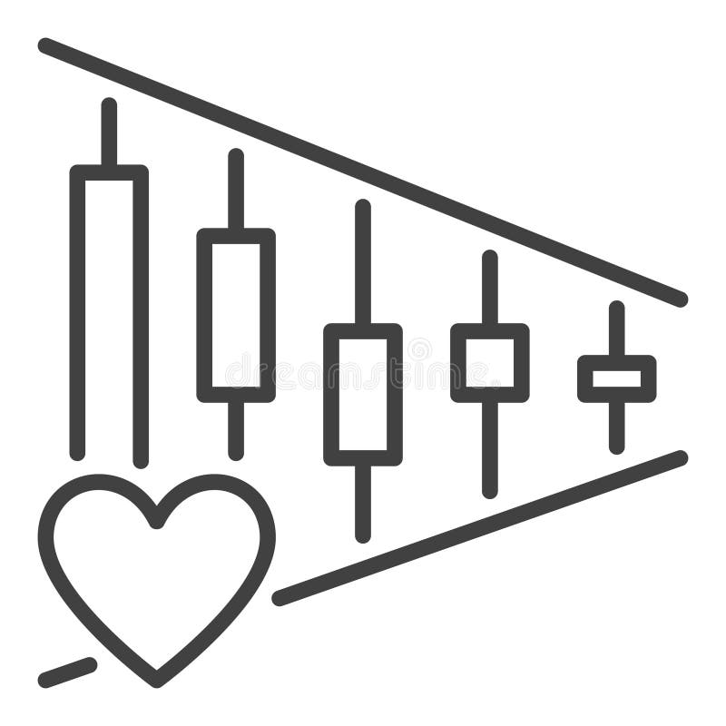 Heart with Chart Vector Financial Analysis Icon or Sign in Thin Line Style Stock Vector ...