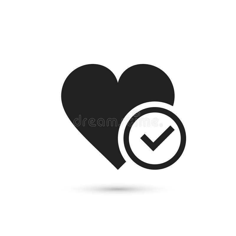 Heart with Check Icon in Flat Style. Vector Illustration Stock Vector ...