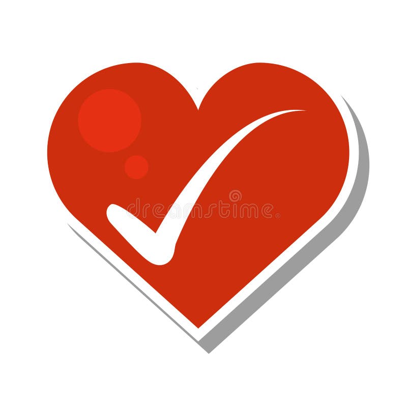 Red Tick in a Box in Form of Heart Stock Illustration - Illustration of ...