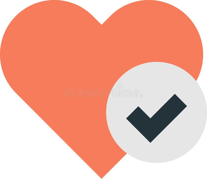 Heart And Check Mark Illustration In Minimal Style Stock Vector