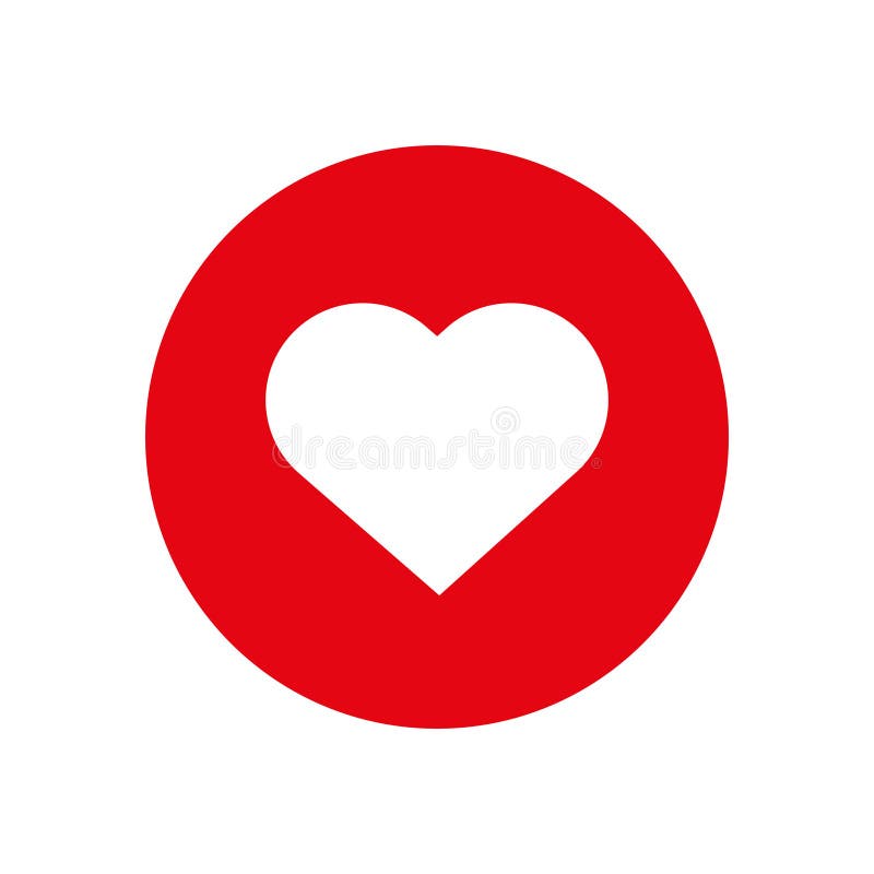 Heart in Circle Icon. Red Round Shape. White Heart Center Stock Vector ...
