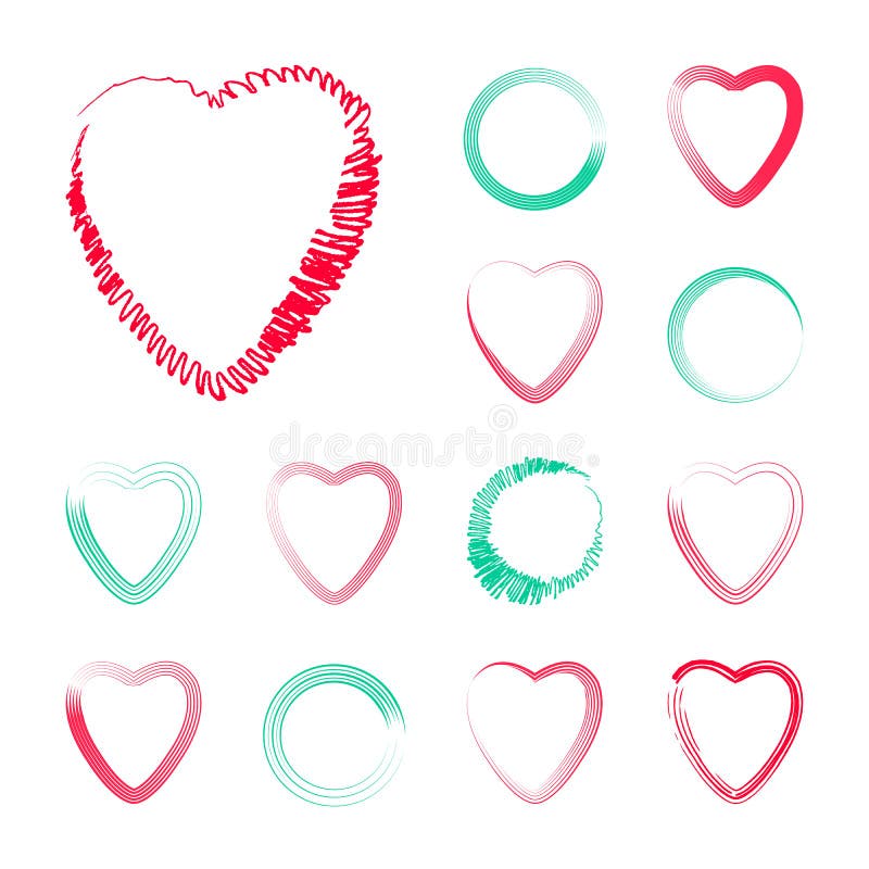 Heart and Circle Shape Icons Stock Vector - Illustration of lines ...