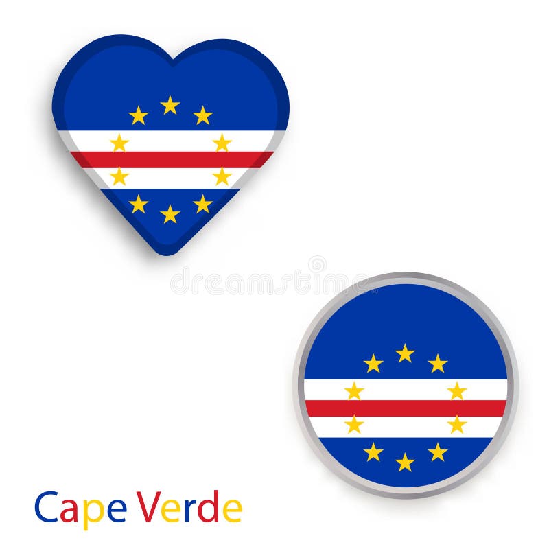 Heart and Circle Symbols with Flag of Republic of Cabo Verde. Stock ...