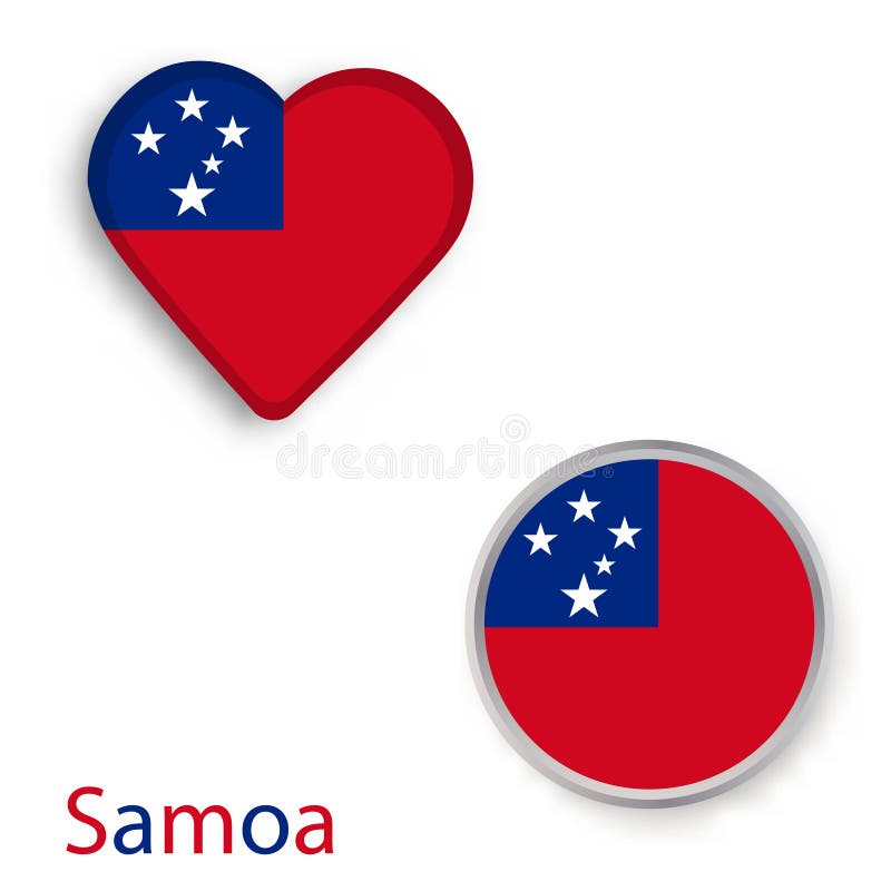 Heart and Circle Symbols with Flag of Samoa. Stock Vector ...