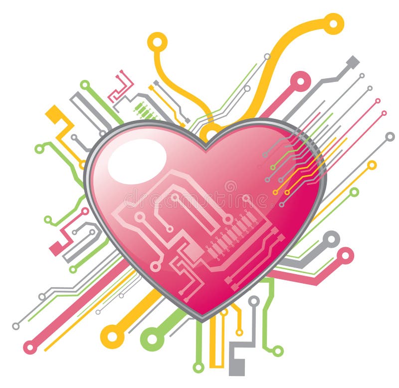 Electronic Heart Technology Background Stock Vector - Illustration of ...