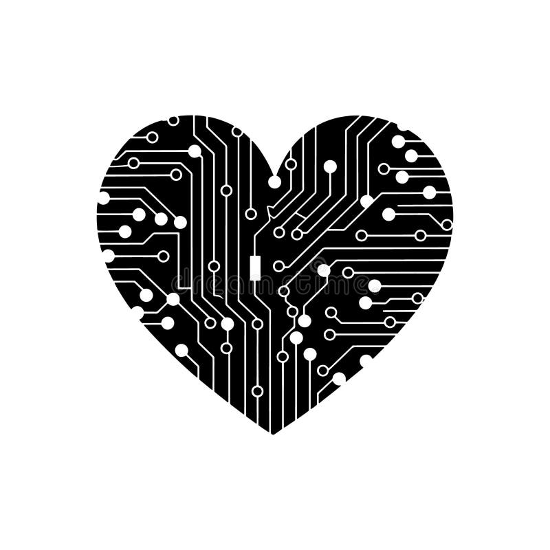 Heart Circuit Vector Illustration in Futuristic Tech Style Stock Vector ...