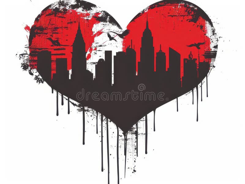 A Heart with a City Skyline Inside, Symbolizing Urban Love Stock ...