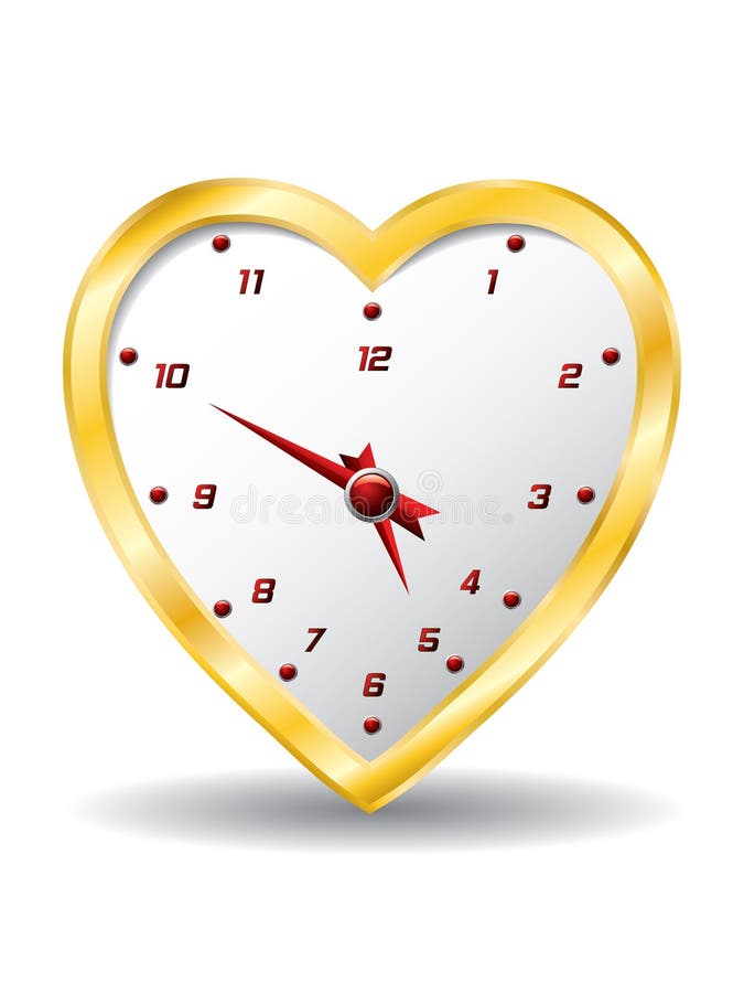 Heart clock stock vector. Illustration of night, glossy - 13002492