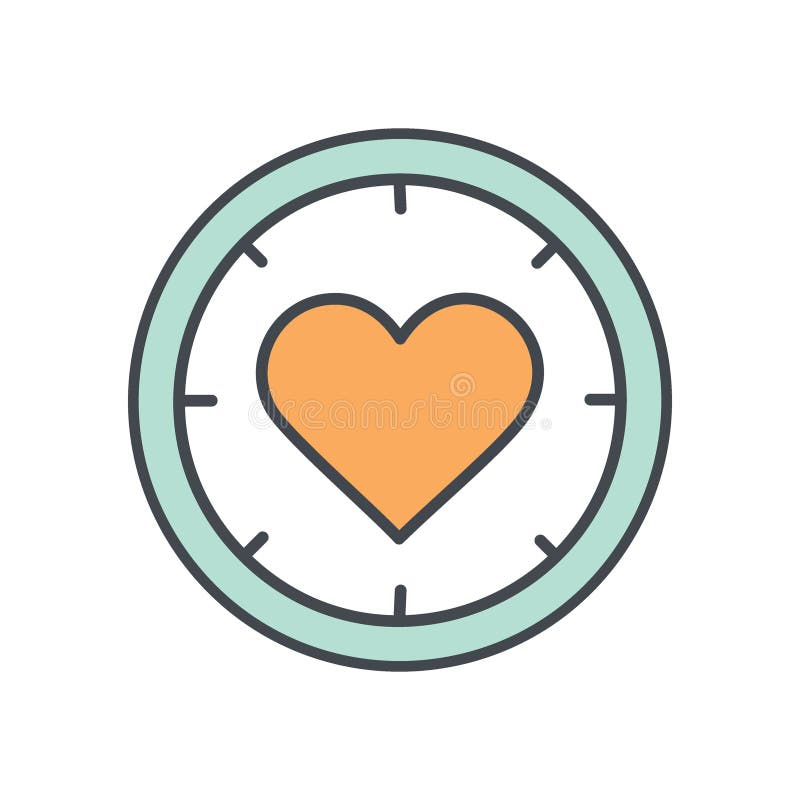 Heart Clock Icon. a Clock with a Heart in the Center Stock Vector ...