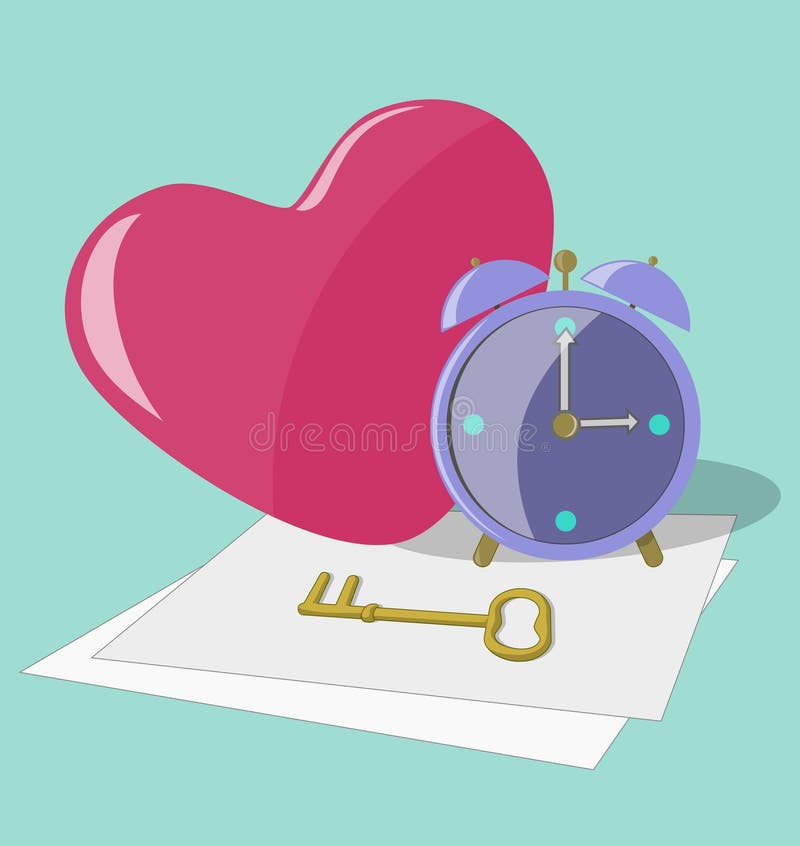 Heart clock key stock vector. Illustration of lady, exclusive - 85354597