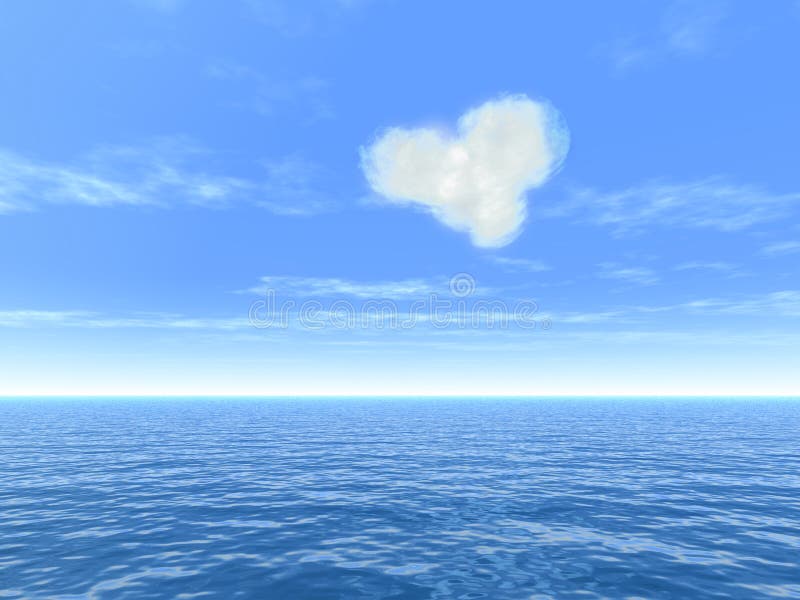 Heart cloud over sea stock illustration. Illustration of love - 892204