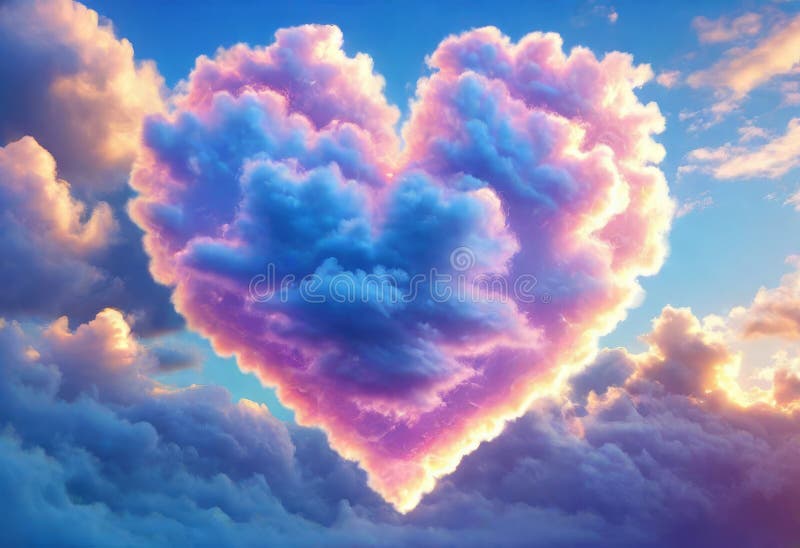 Heart from cloud on sky stock illustration. Illustration of romantic ...