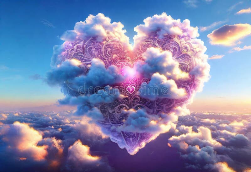 Heart from cloud on sky stock illustration. Illustration of fluffy ...
