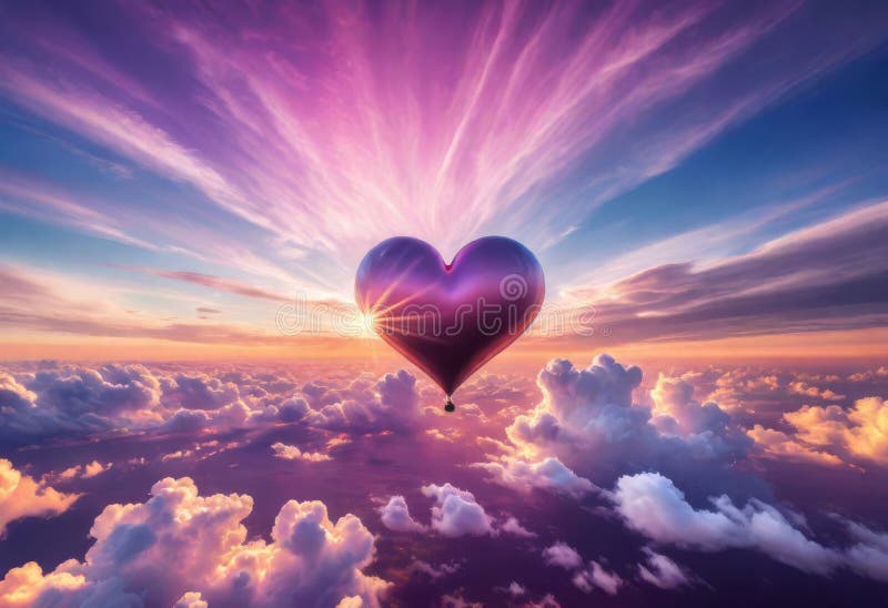 Heart from cloud on sky stock illustration. Illustration of couple ...