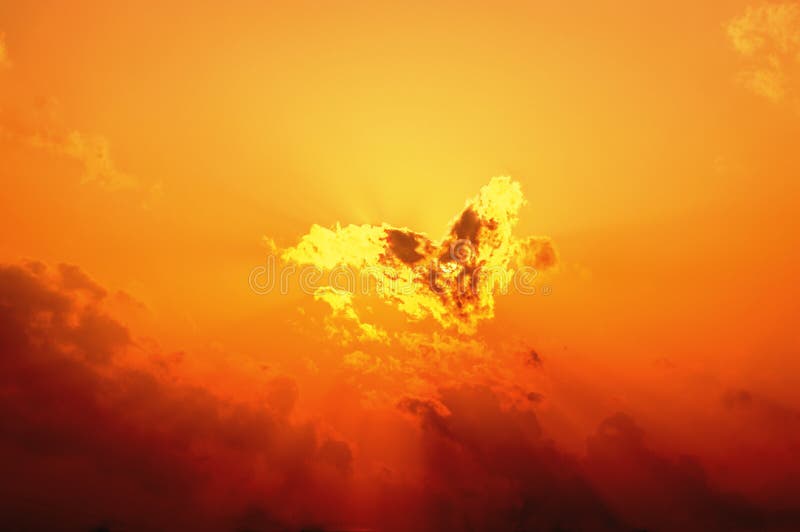 Heart cloud at sunset stock photo. Image of cloud, color - 65509008