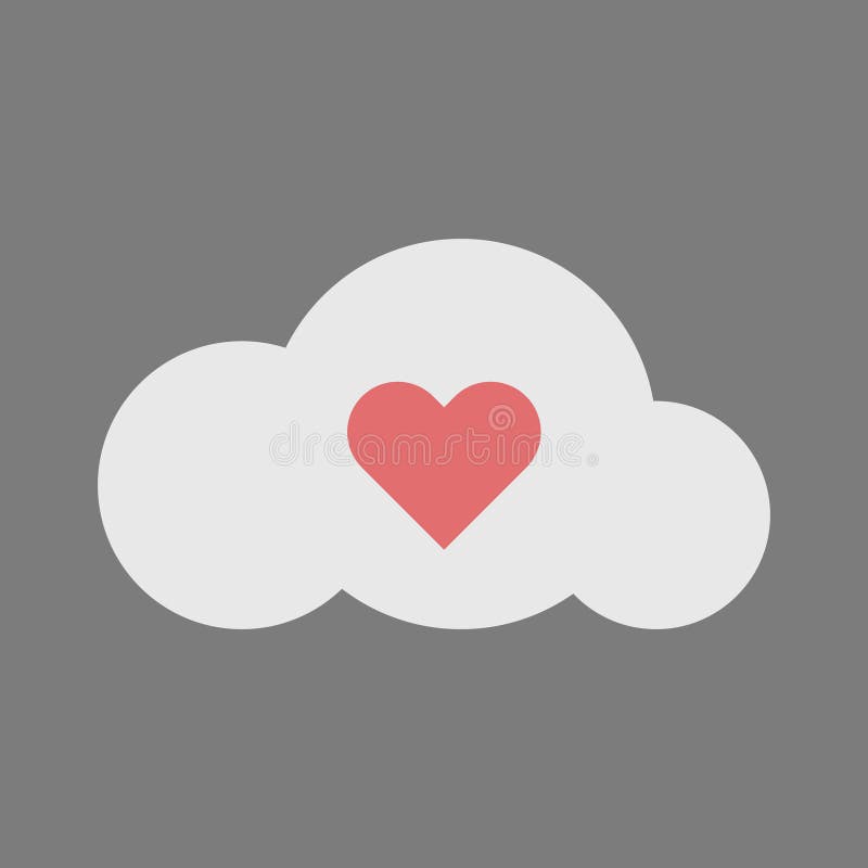 Heart in Cloud Vector. Red Heart on Gray Cloud Vector. Symbol of Love ...