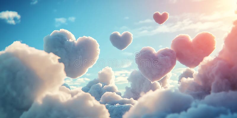 Heart Clouds Romantic Sky Background Stock Illustration - Illustration of love, dreamy: 378963873
