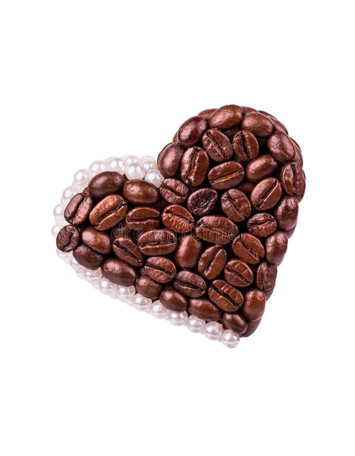 Heart of coffee and beads stock image. Image of healthy - 65969165