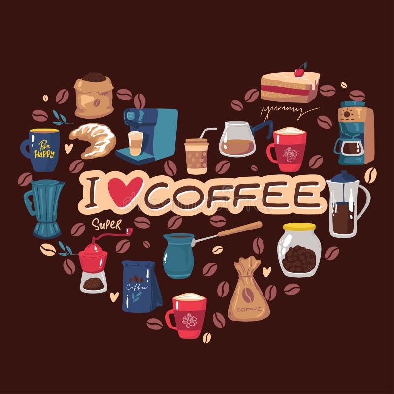 Heart from Coffee Beans, Vector Illustration Love Coffee Stock Vector ...