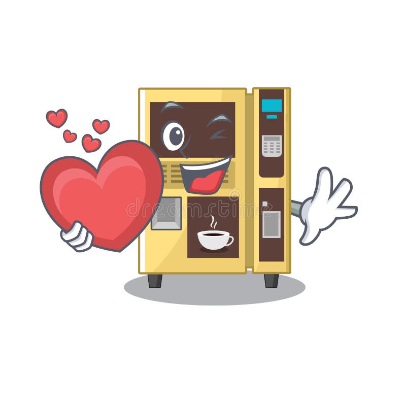 With Heart Coffee Vending Machine in a Karakter Stock Vector ...