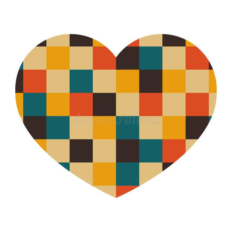 Heart with a Color Pattern of Squares. Heart with Geometric Pattern ...