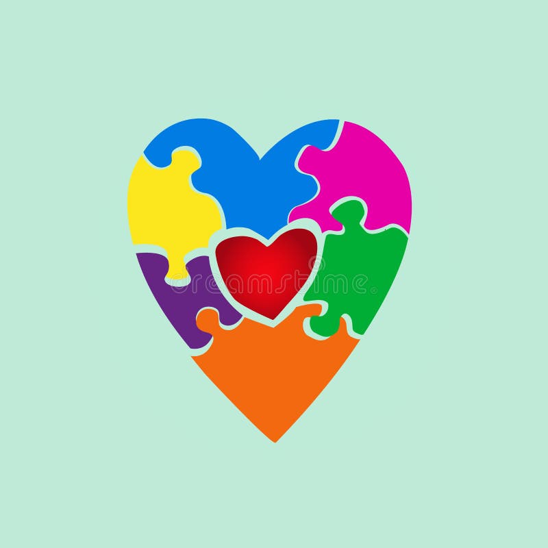Heart from color puzzles stock vector. Illustration of decoration ...