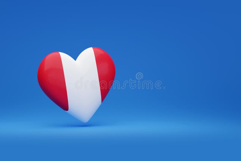 Heart with the Colors of Flag Peru with Copy Space. 3d Illustration ...