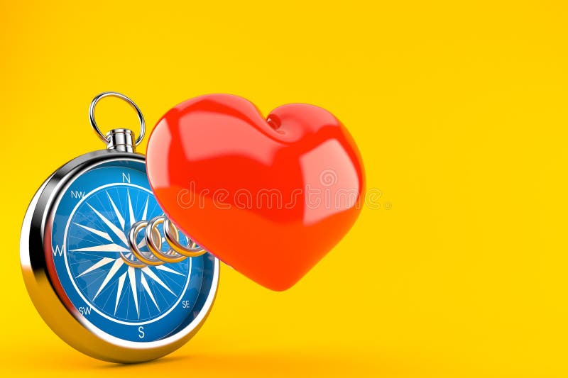 Heart with compass stock illustration. Illustration of geography ...